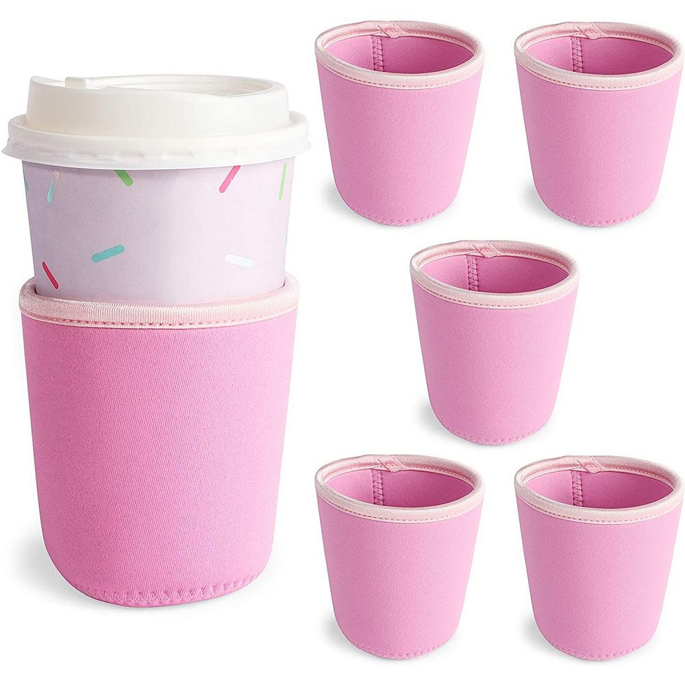 Reusable Drink Sleeves for Cups, Fits 12 to 18 oz (Pink, 3 x 3.7 In, 6 ...