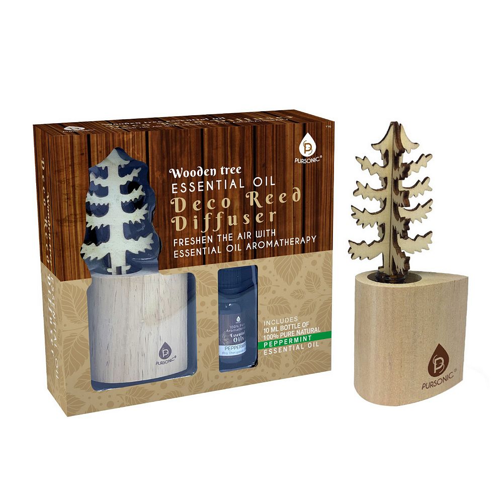 Pursonic 3D Wooden Standard Tree Reed Diffuser with Peppermint ...