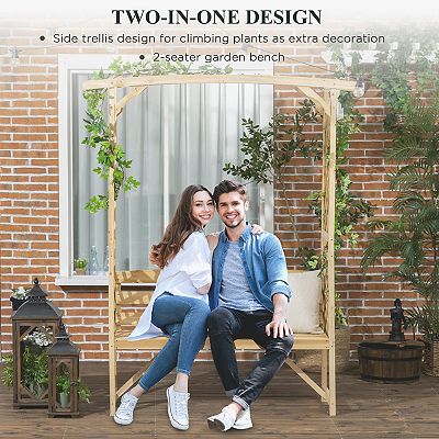 Outsunny Patio Garden Bench For 2 Person For Vines climbing Plant Natural