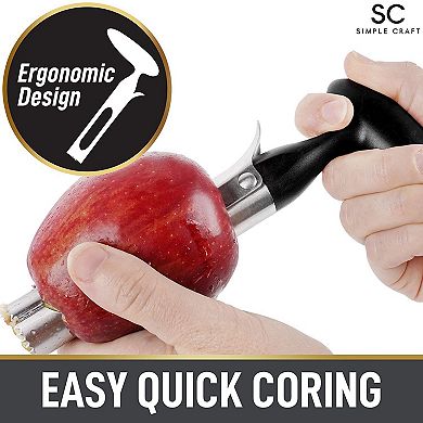 Simple Craft Premium Stainless Steel Apple Corer Tool for Removing Cores & Pits