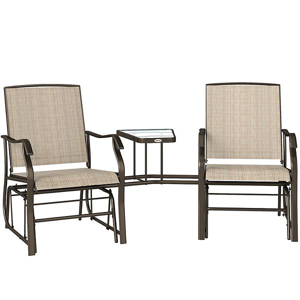 Outdoor Double Patio Rocker Glider Chairs W/table, Backyard, Garden ...