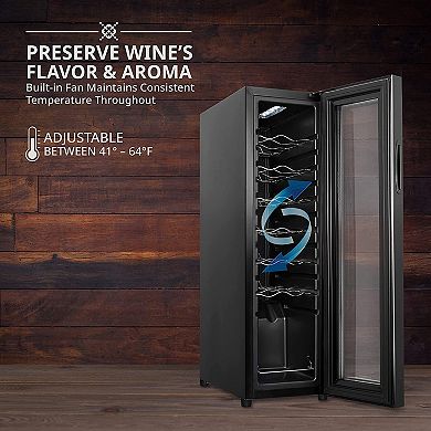 14-Bottle Wine Cooler, Large Freestanding Wine Fridge with Lock
