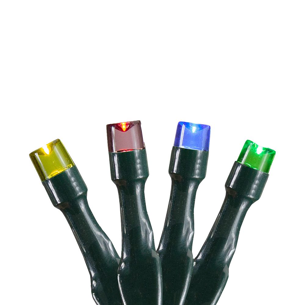 10 B/O Multi LED Wide Angle Christmas Lights - 3 ft Green Wire