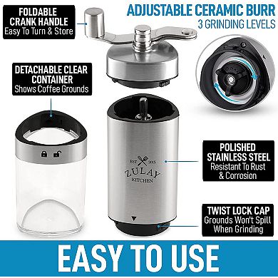 Zulay Kitchen Manual Coffee Grinder With Foldable Handle