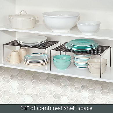 mDesign XL Raised Metal Storage Shelf Rack for Kitchen Pantry, 2 Pack ...