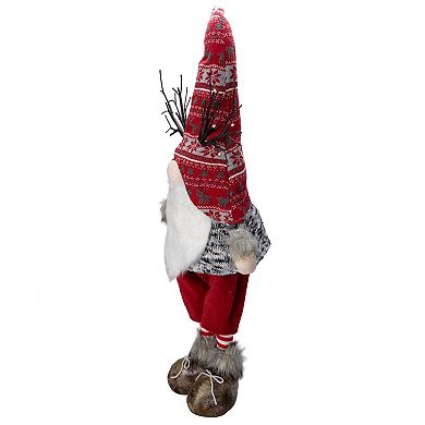 30" Red Nordic Hat Standing Santa Christmas Gnome with LED Antler