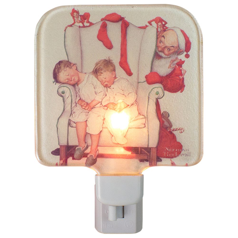 6" Norman Rockwell 'Santa Looking at Two Sleeping Children' Glass ...