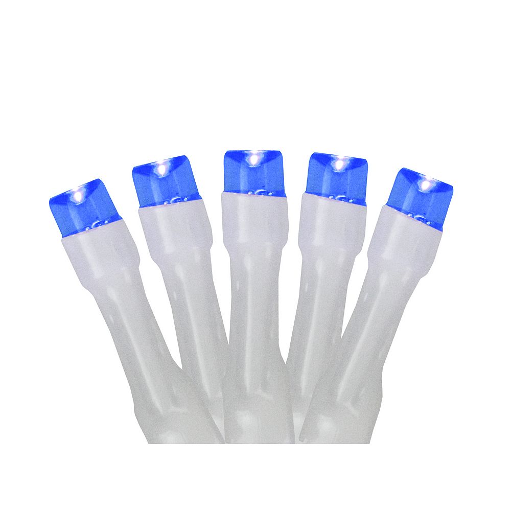 20 Battery Operated Blue LED Wide Angle Christmas Lights - 9.5 ft White ...