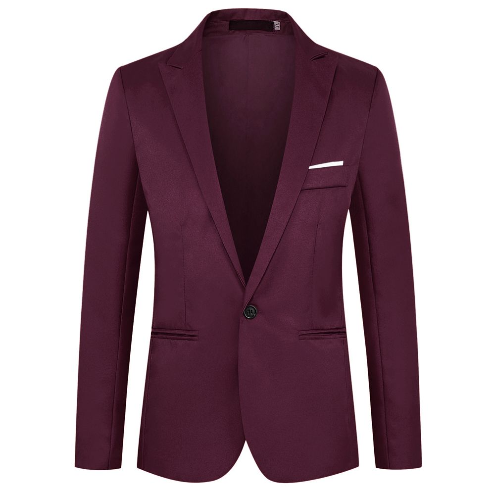 Men's Formal Slim Fit Blazer Single Breasted One Button Sports Coat