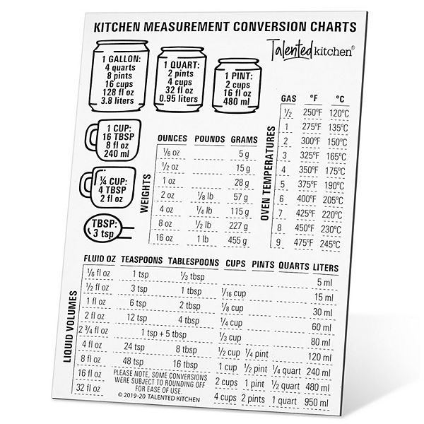 Kitchen Conversion Chart Magnet, Metric Conversion For Cooking, Baking ...