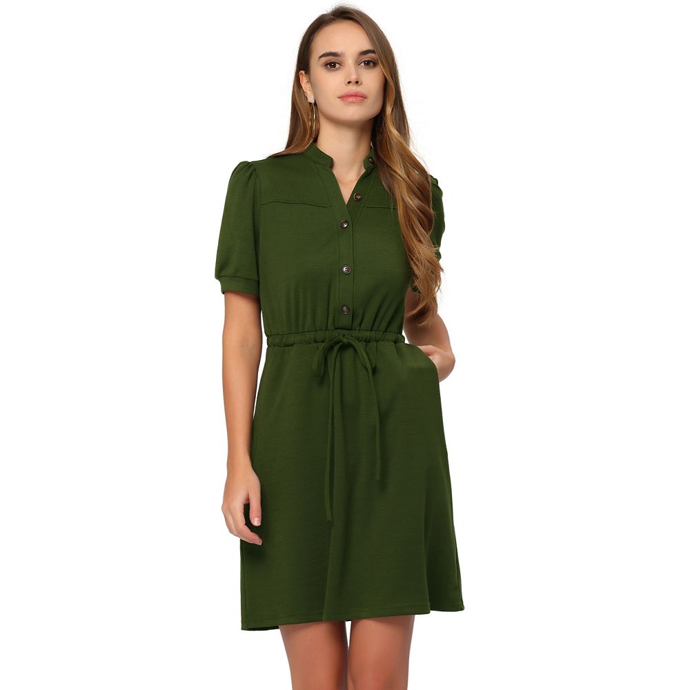 Women's Casual Tunic Dresses for Women's Notch Neck Half Placket ...