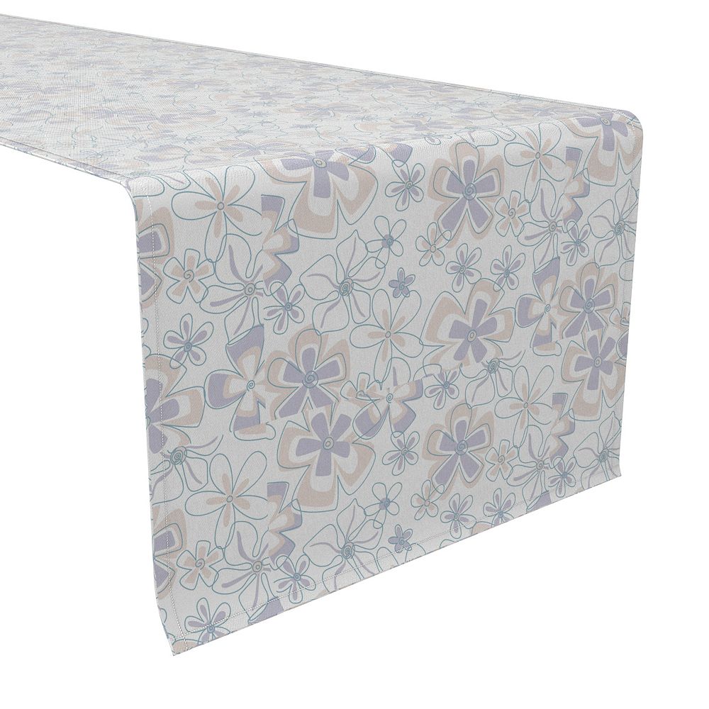 Table Runner, 100% Cotton, 16x72", Retro Fashion Floral