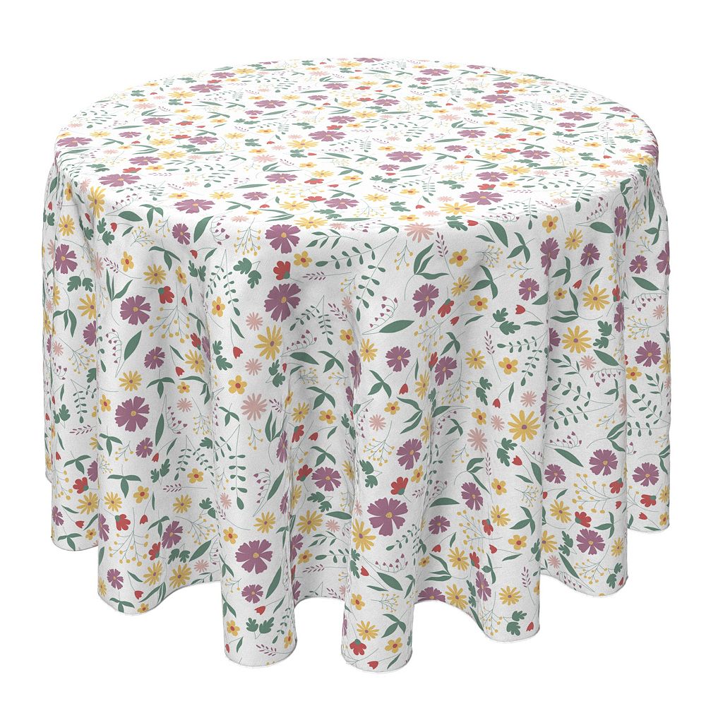 Round Tablecloth, 100% Cotton, 60 Round", Vintage Print Floral