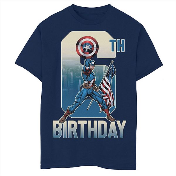 Boys Marvel Captain America 6th Birthday Husky Graphic Tee