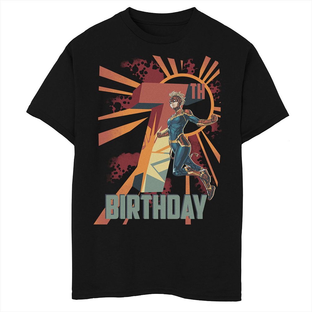 Boys Captain Marvel 7th Birthday Husky Graphic Tee