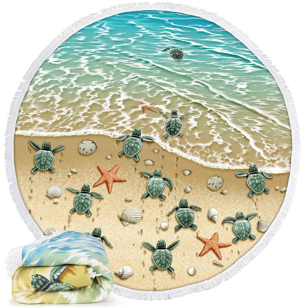 Round Beach Blanket With Fringe Microfibre Cotton Picnic Towel ...