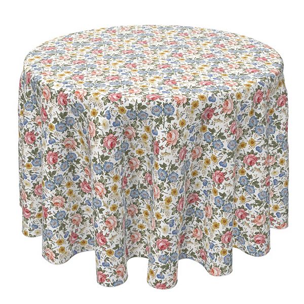 Round Tablecloth, 100% Cotton, 60 Round", Beautiful Vintage Flowers