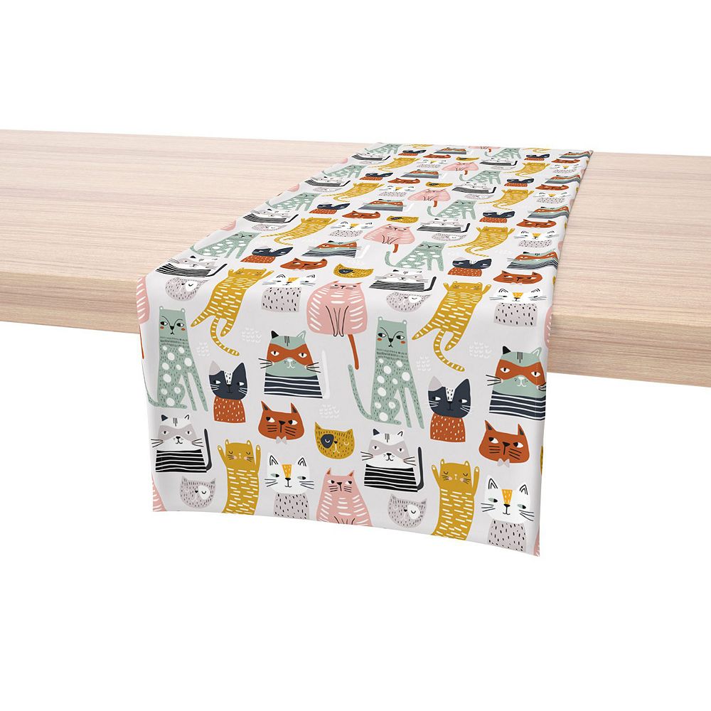 Table Runner, 100% Cotton, 16x72", Cats with Attitude