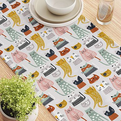 Table Runner, 100% Cotton, 16x72", Cats with Attitude