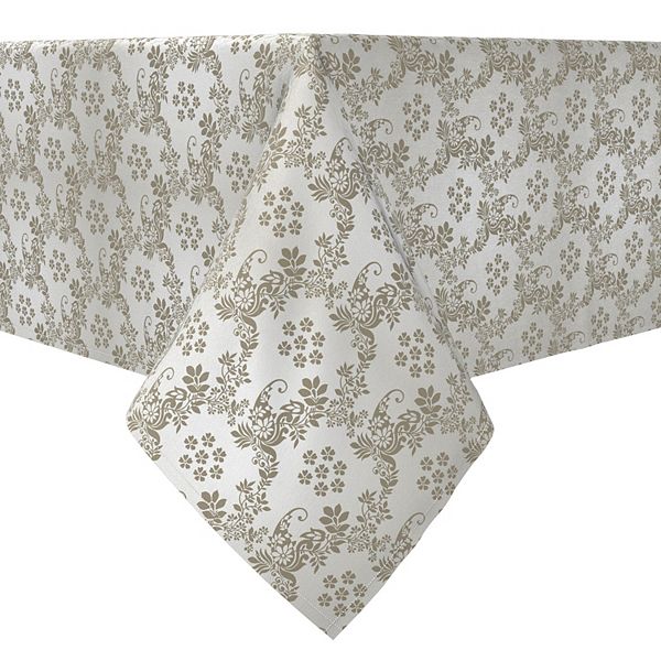 Square Tablecloth, 100% Cotton, 60x60", Floral Damask
