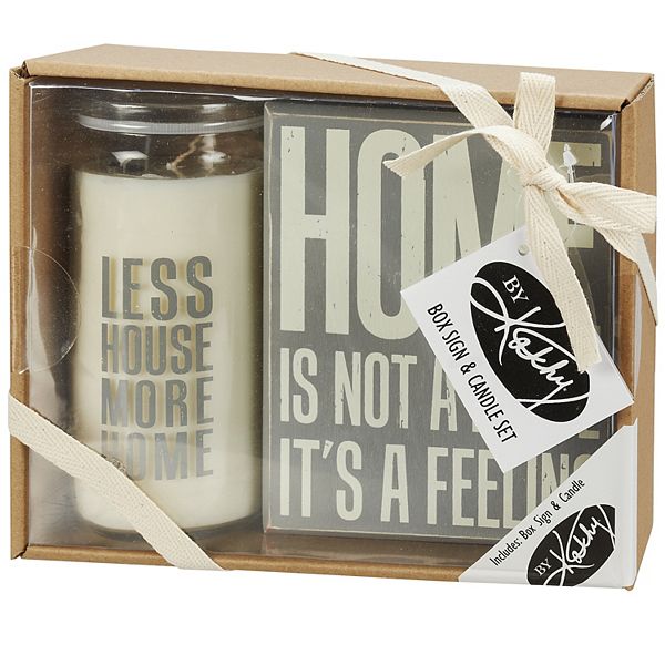 By Kathy Home Box Sign & Candle Set