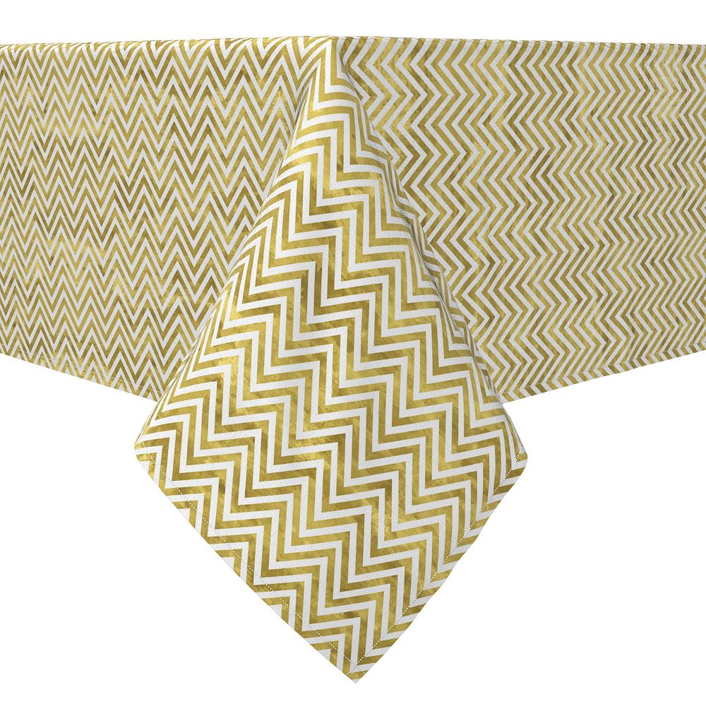 Square Tablecloth, 100% Cotton, 60x60", Golden Chevron