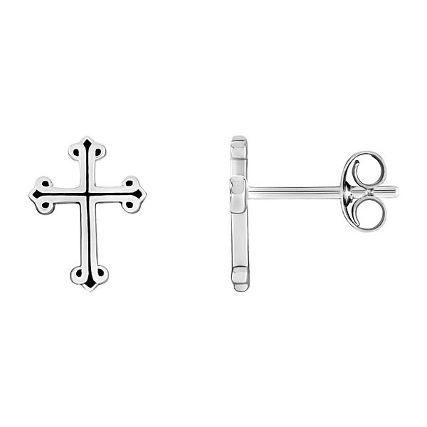 Primrose Sterling Silver Cross Stud Earrings Women s