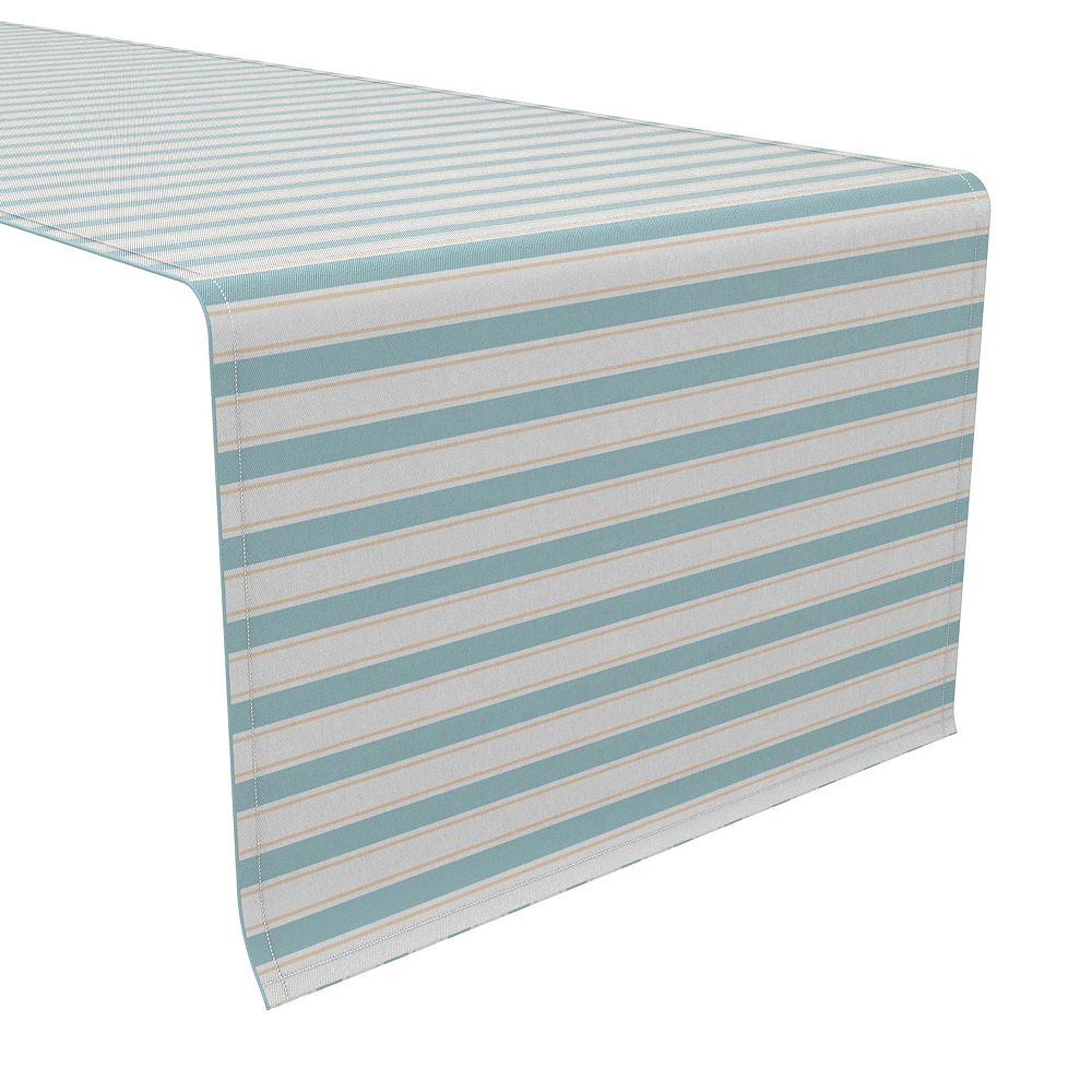 Table Runner, 100% Cotton, 16x90", Blue Horizontal Stripe