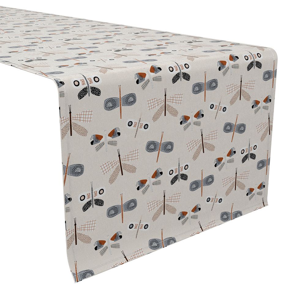 Table Runner, 100% Cotton, 16x90", Butterfly and Moth Design