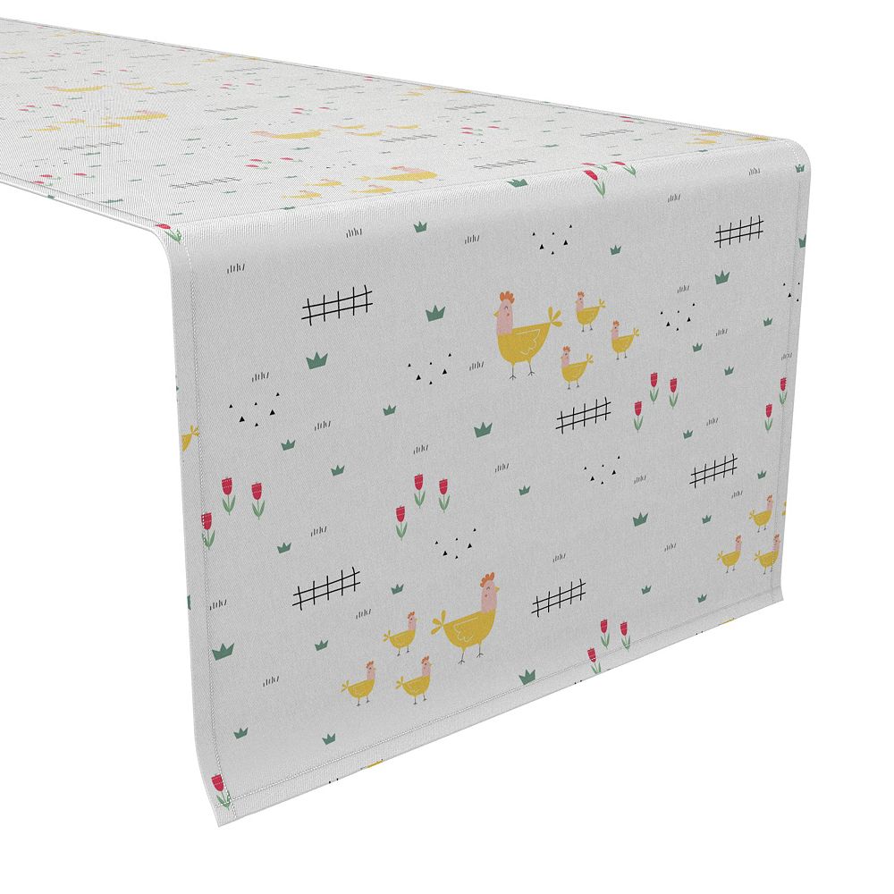 Table Runner, 100% Cotton, 16x90", Farm Chickens