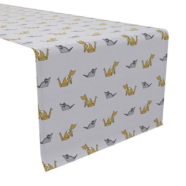 Table Runner, 100% Cotton, 16x108", Origami Cats