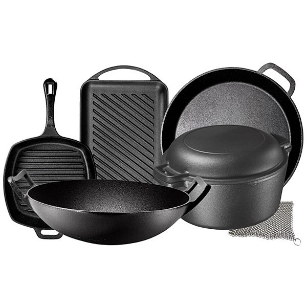 Pre Seasoned Cast Iron 7 Piece Bundle Gift Set, Double Dutch ...
