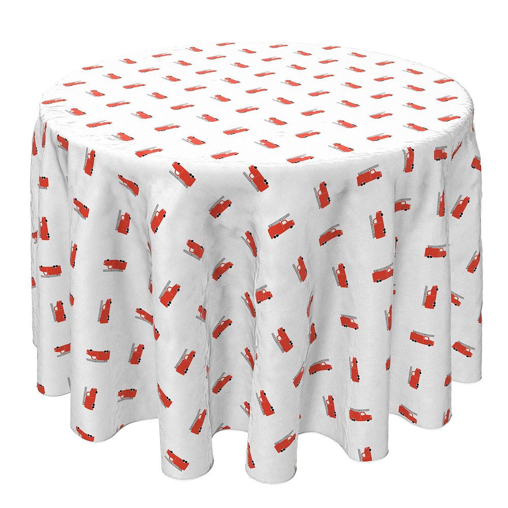 Round Tablecloth, 100% Cotton, 60 Round", Fire Engine Pattern