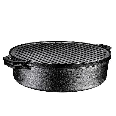 3-in-1 Pre-seasoned Cast Iron Rectangle Pan With With Reversible Grill ...