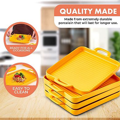 Porcelain Serving Platters with Handle and Matte Glaze Baking Dish ...