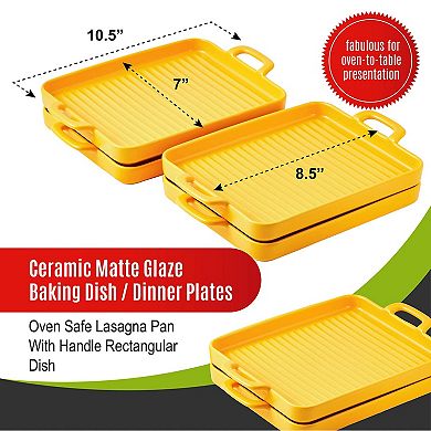 Porcelain Serving Platters with Handle and Matte Glaze Baking Dish ...