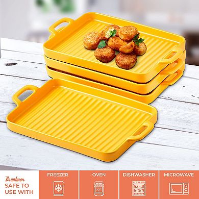 Porcelain Serving Platters with Handle and Matte Glaze Baking Dish ...