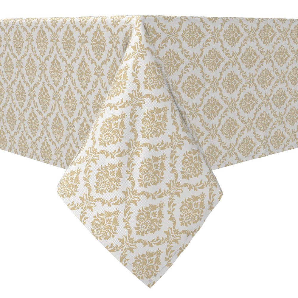 Square Tablecloth, 100% Cotton, 60x60", Ornate Golden Damask
