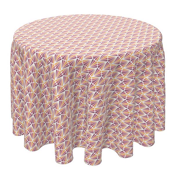 Round Tablecloth, 100% Cotton, 60 Round", Geometric Antique Style