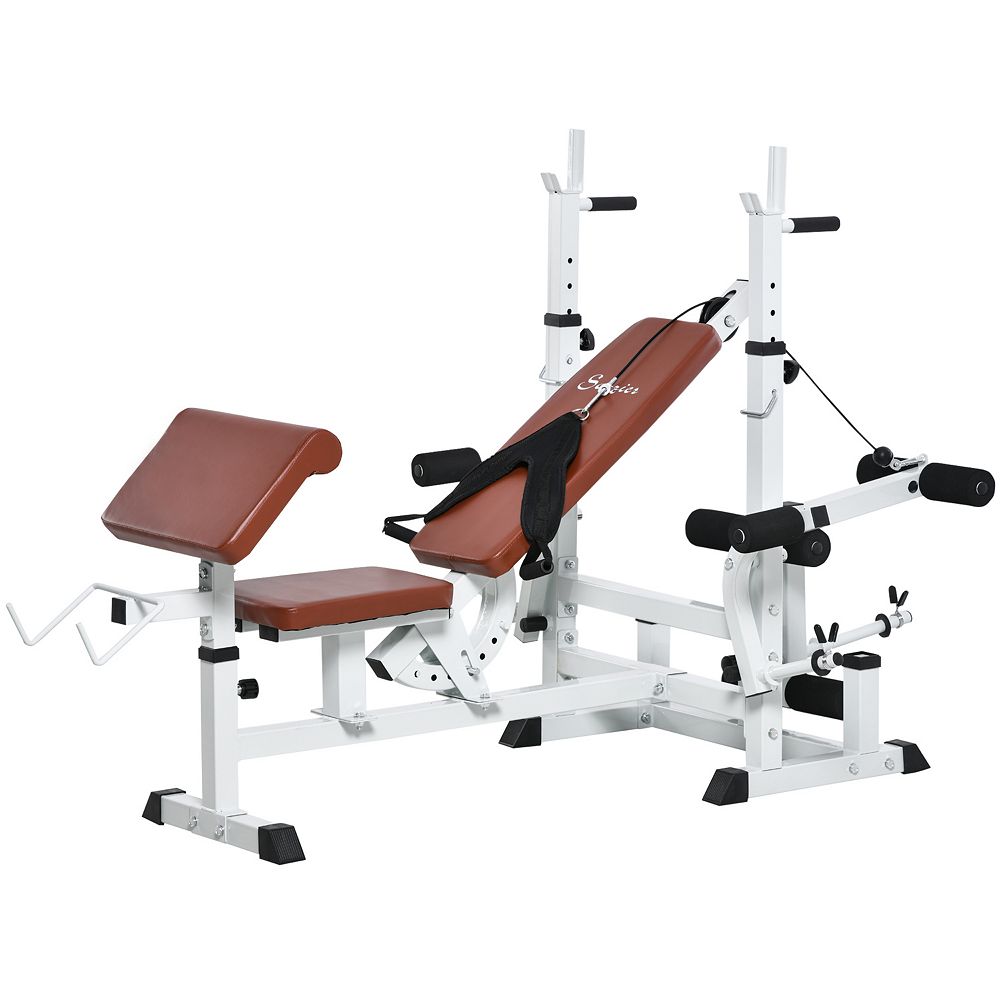 Soozier Multi-Exercise Full-Body Weight Bench with Bench Press & Leg ...