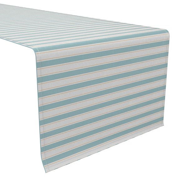 Table Runner, 100% Cotton, 16x108", Blue Horizontal Stripe