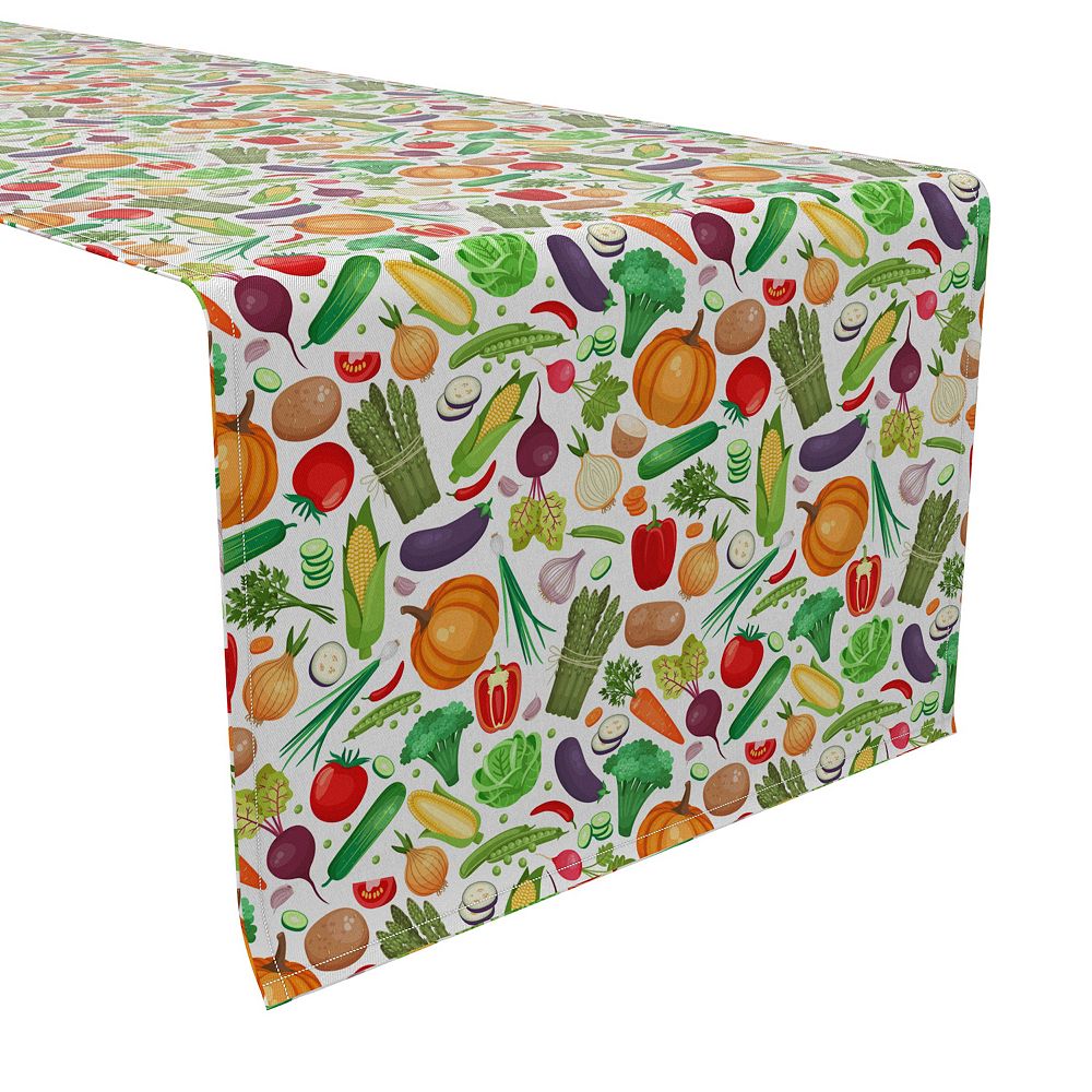 Table Runner, 100% Cotton, 16x72", Vegetable Market