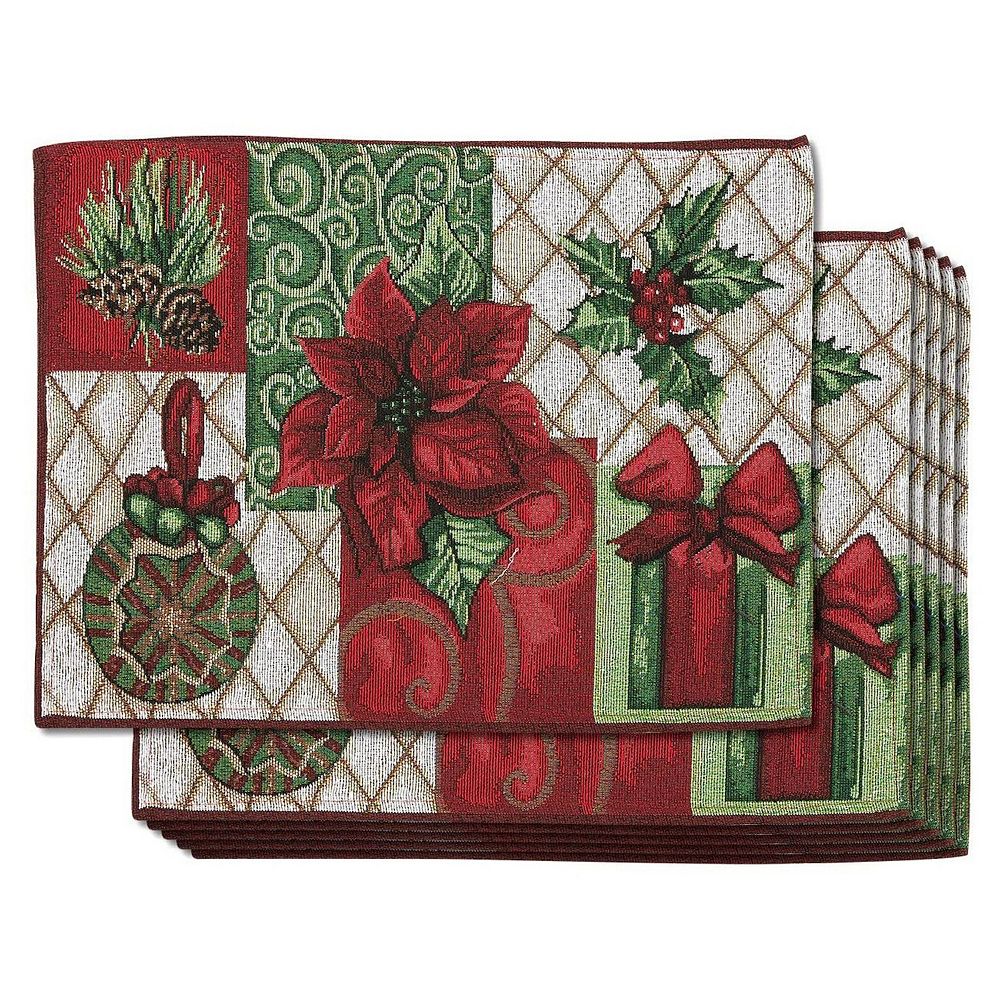 Cloth Christmas Table Placemats, Set of 6 Holiday Placemats for Xmas ...