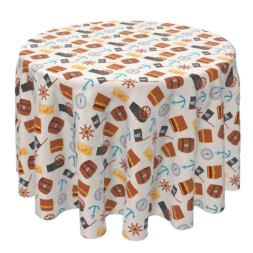 Round Tablecloth, 100% Cotton, 60 Round", Pirates Treasure