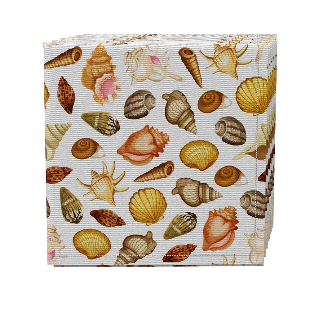 Napkin Set of 4, 100% Cotton, 20x20", Collection of Beach Shells