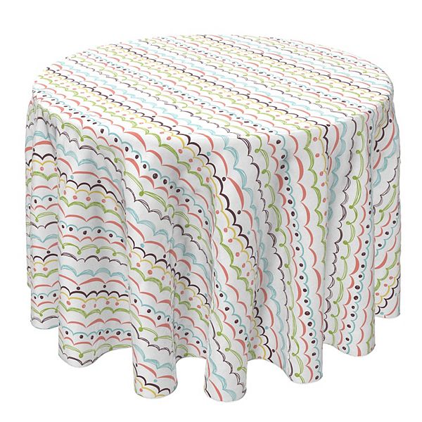 Round Tablecloth, 100% Cotton, 60 Round", Multi Doodle Stripe