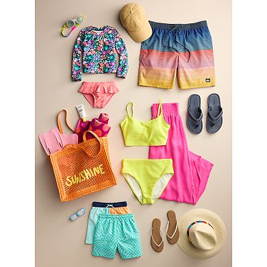 Baby & Toddler Girl Jumping Beans® Long Sleeve Rash Guard Top & Ruffled ...