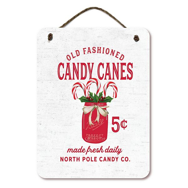 COURTSIDE MARKET Candy Cane Hanging Sign