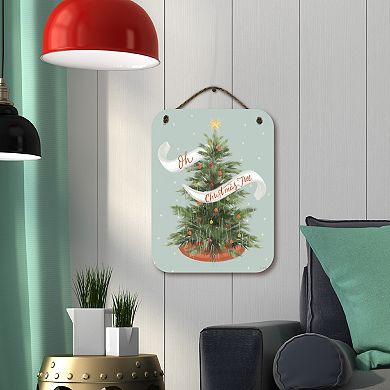 COURTSIDE MARKET Oh Christmas Tree Hanging Sign Wall Art