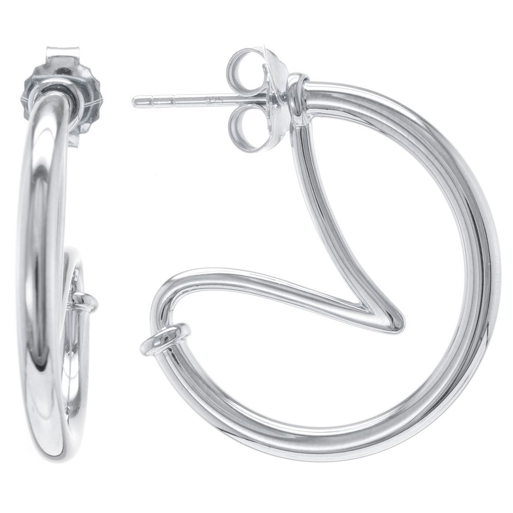 Judy Crowell Sterling Silver High Polish Funky Hoop Earrings